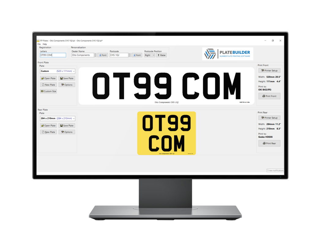 Number Plate Software - Otis Components